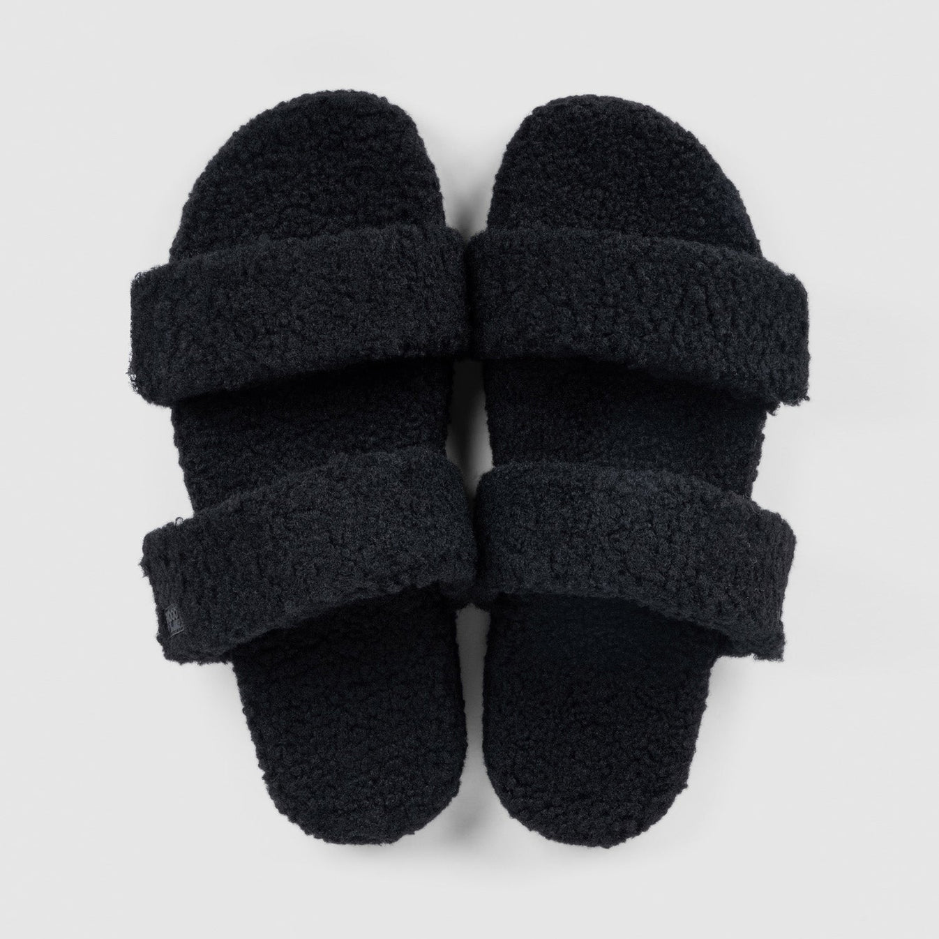 Black Two Strap Sherpa Slide – The Oodie UK