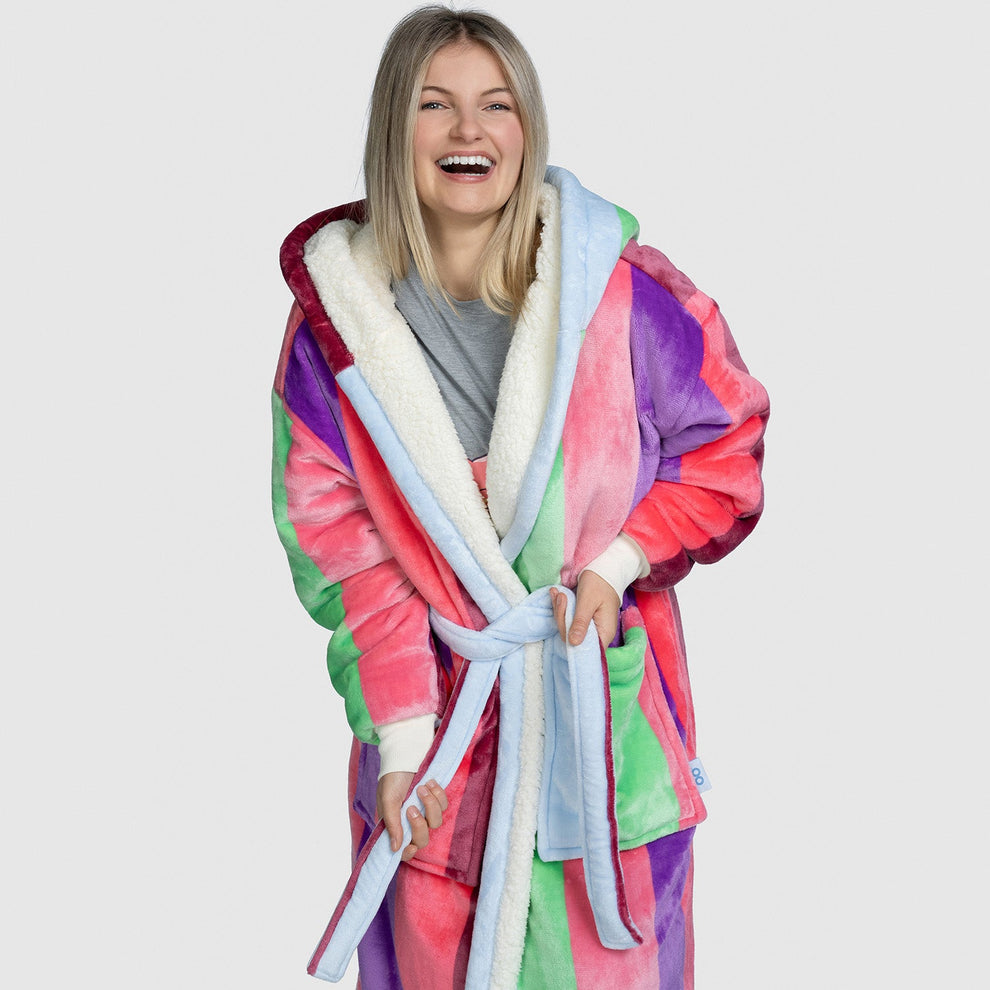 Multi Stripe Sherpa Dressing Gown – The Oodie UK