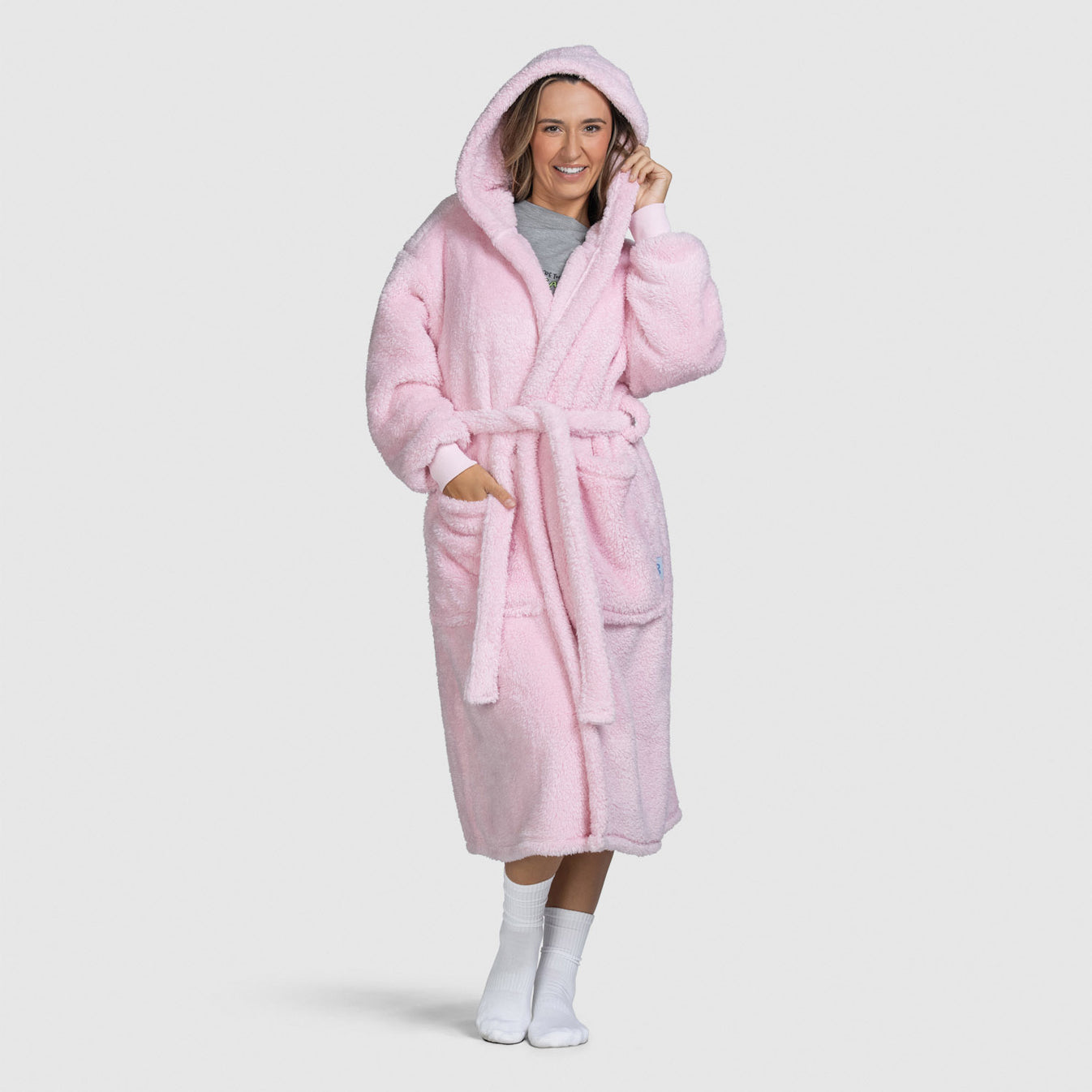 Pink Fluffy Dressing Gown – The Oodie UK