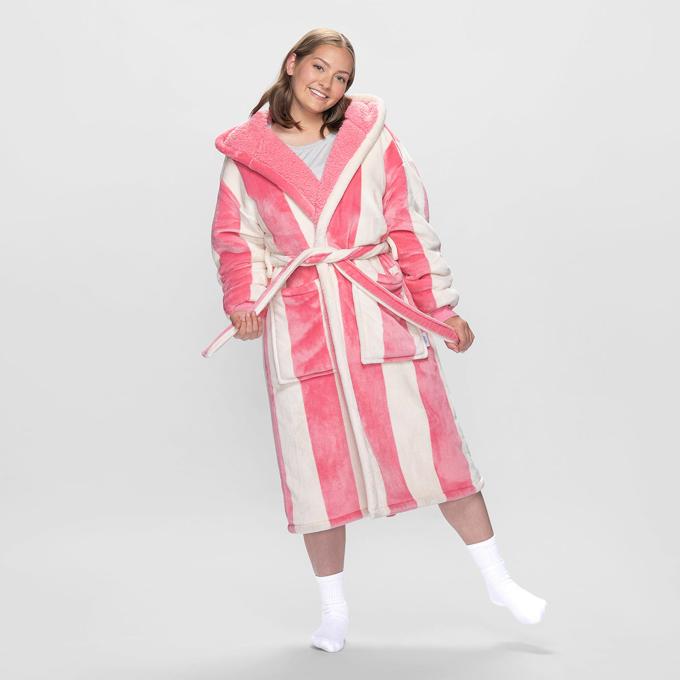 Rose Stripe Sherpa Dressing Gown – The Oodie UK