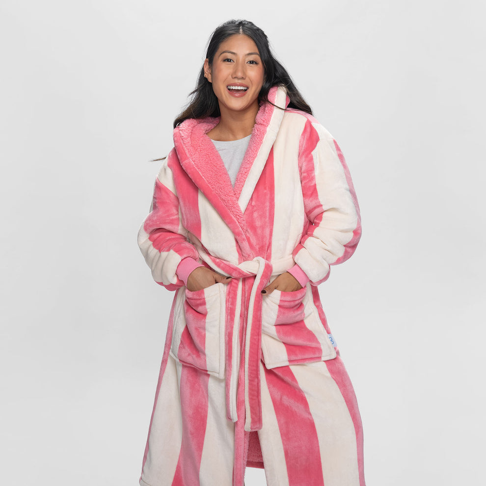Rose Stripe Sherpa Dressing Gown – The Oodie UK